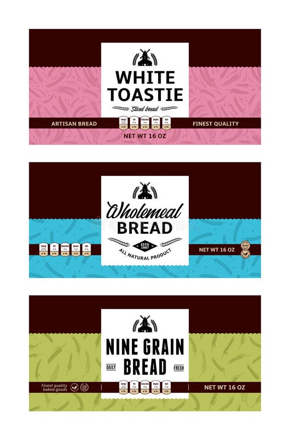 Bread Horizontal Labels in Modern Style Stock Vector - Illustration of ...
