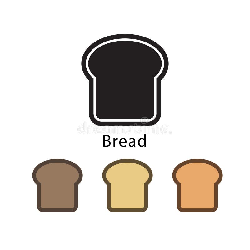 Bread Icon Illustration on White Background with Different Color Set ...
