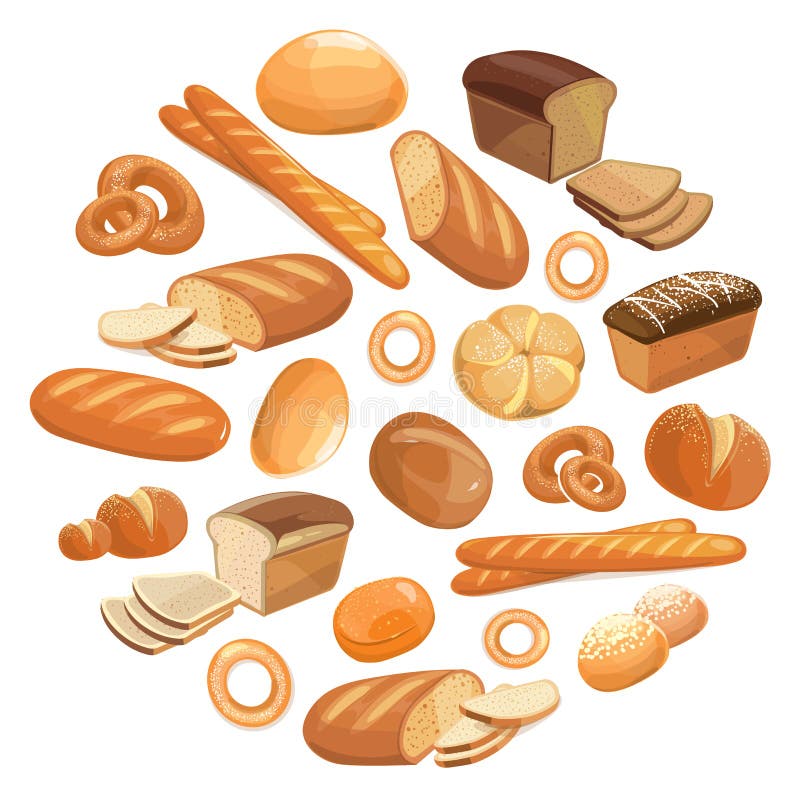 Bread Icon Round Pattern. Bakery Products Circle Stock Vector ...