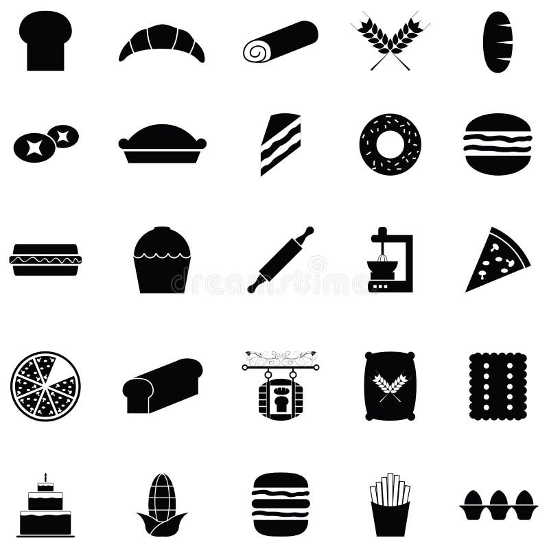Bread icon set stock vector. Illustration of background - 107346371