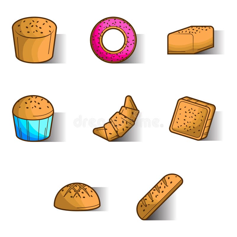 Bread icon set stock vector. Illustration of food, icon - 299954337