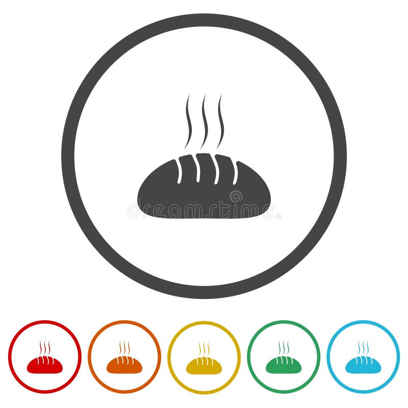 Bread Icon. Set Icons in Color Circle Buttons Stock Vector ...