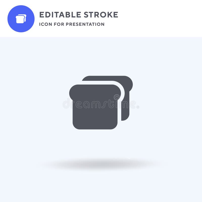 Bread Icon Vector, Filled Flat Sign, Solid Pictogram Isolated on White ...