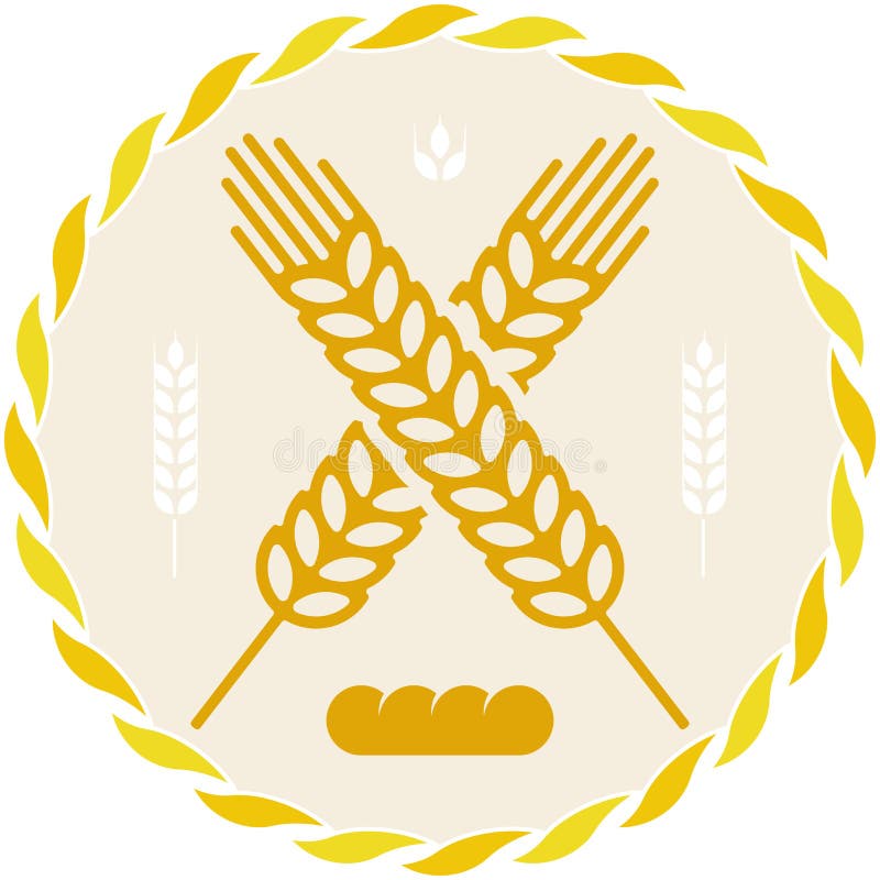 Bread Icon with Wheat Grain Spike in Geometric Style. Stock Vector ...