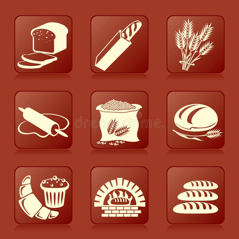 Bread icons stock vector. Illustration of group, barley - 13796132