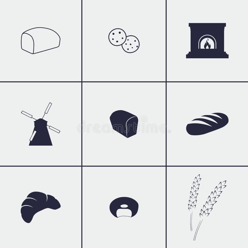 Bread icons stock vector. Illustration of wheat, breakfast - 58398476