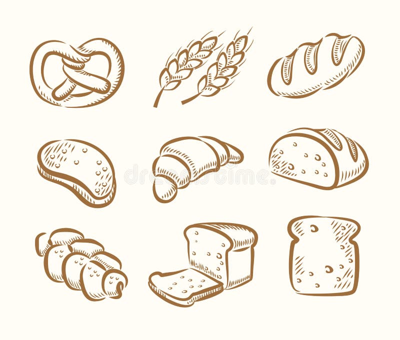 Hand drawn bread stock vector. Illustration of bakery - 31568783