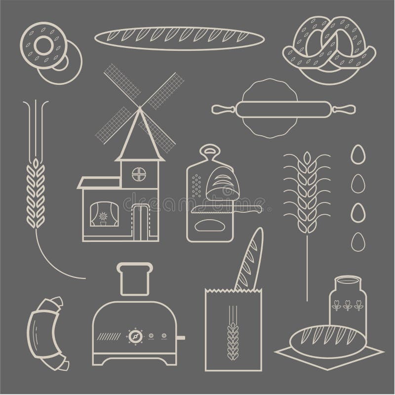 Bread icons stock vector. Illustration of flour, kitchen - 30329104