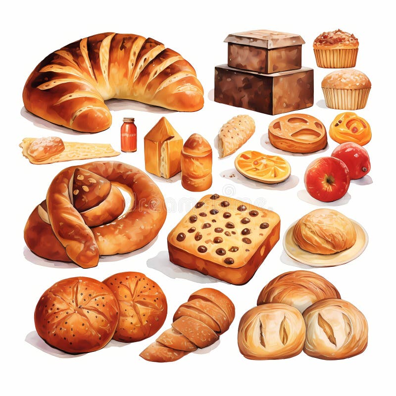 Bread Illustration, Realistic Bread, Bread Shop Stock Illustration ...