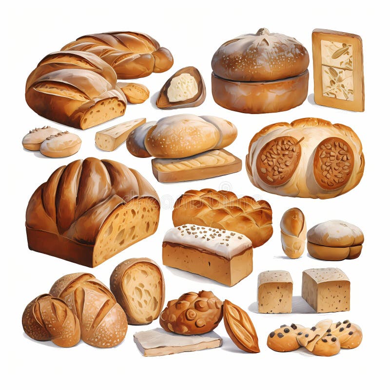 Bread Illustration, Realistic Bread, Bread Shop Stock Illustration ...