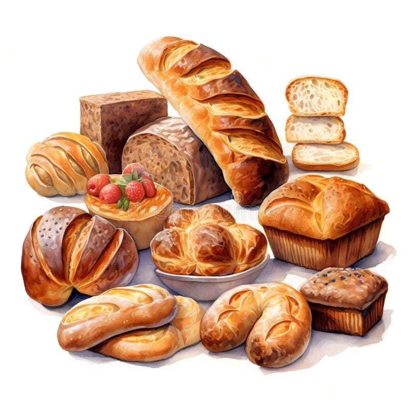 Bread Illustration, Realistic Bread, Bread Shop Stock Illustration ...