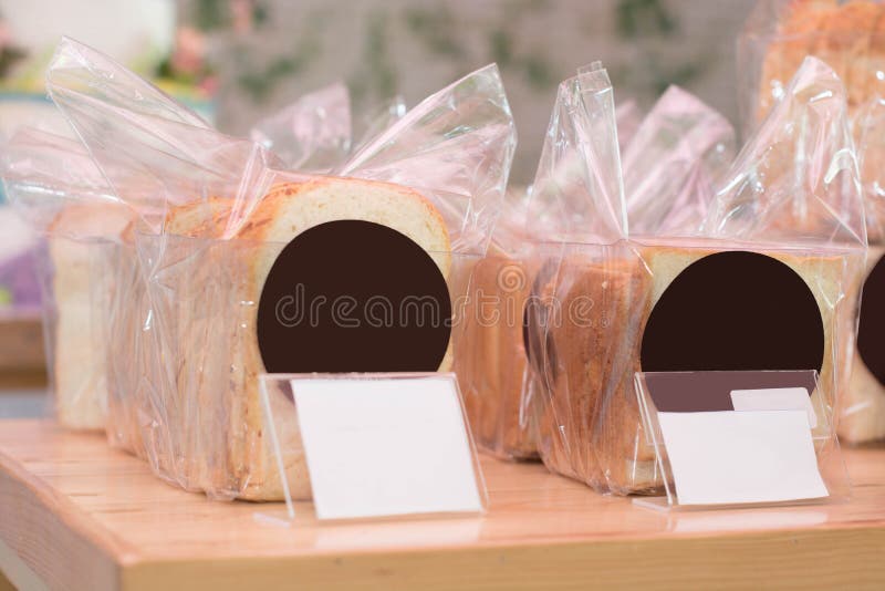 White Bread Inside Packaging at Bakery Showcase Stock Image - Image of ...