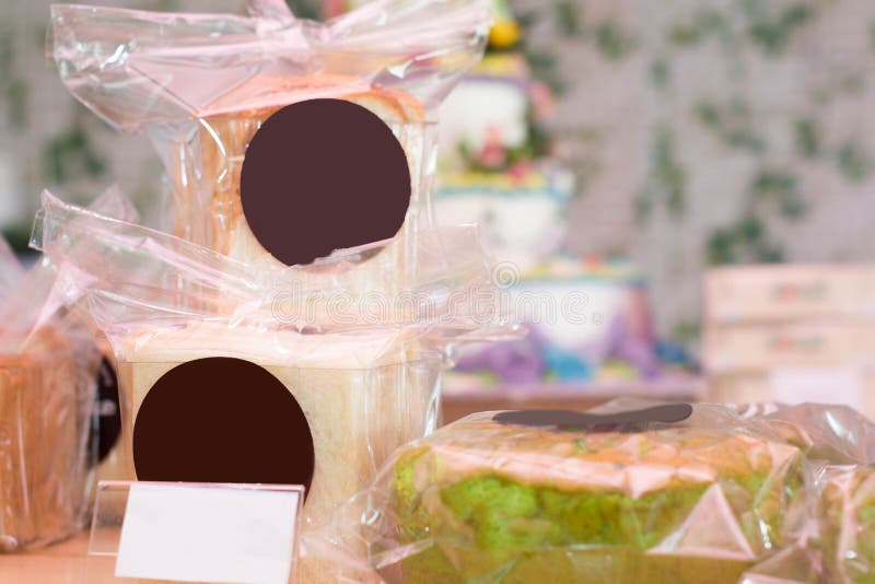 White Bread Inside Packaging at Bakery Showcase Stock Photo - Image of ...