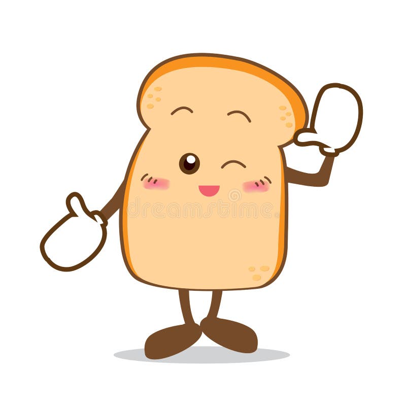 Bread-07 Isolated Happy Smile Slice of Bread Cartoon Stock Illustration ...