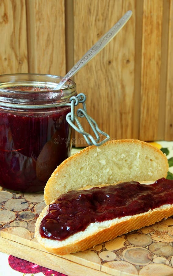 Bread with jam stock image. Image of sweet, breakfast - 43649527