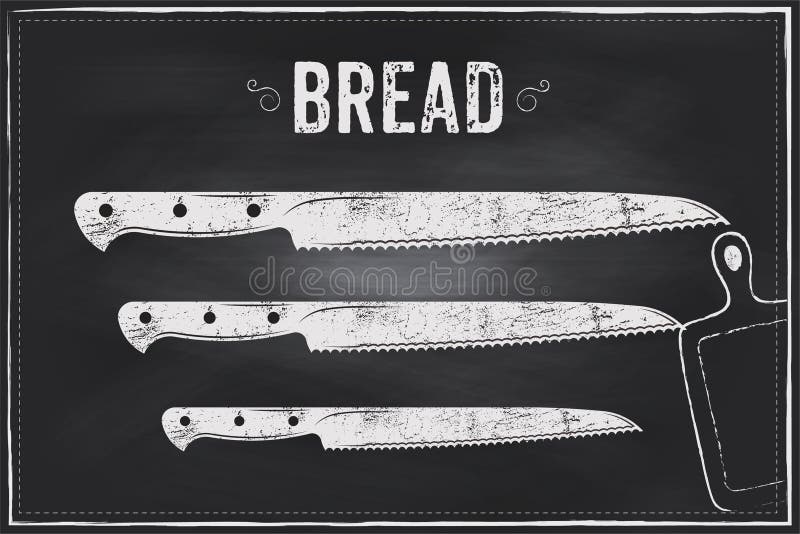 Bread Knife. Vector Sketch Chalk Illustration Design Stock Vector ...