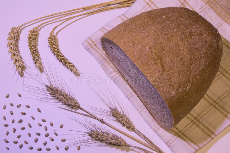 Bread Laid on a Canvas with a Sample of Grain Stock Image - Image of ...