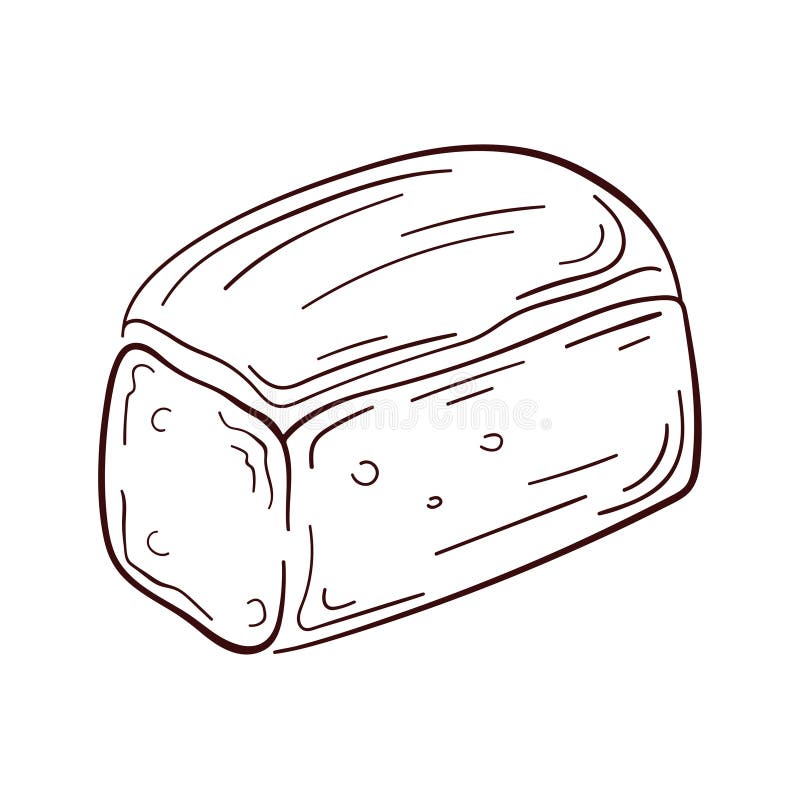 Bread in Line Art Style. Design for Bakery Menu. Square Toast. Vector ...
