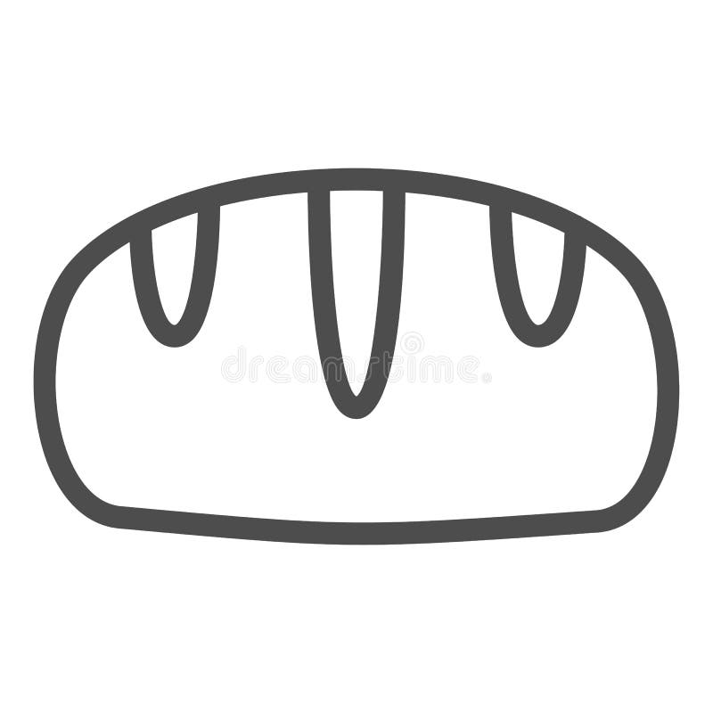 Bread Line Icon, Bakery Concept, Loaf Sign on White Background, Loaf of ...