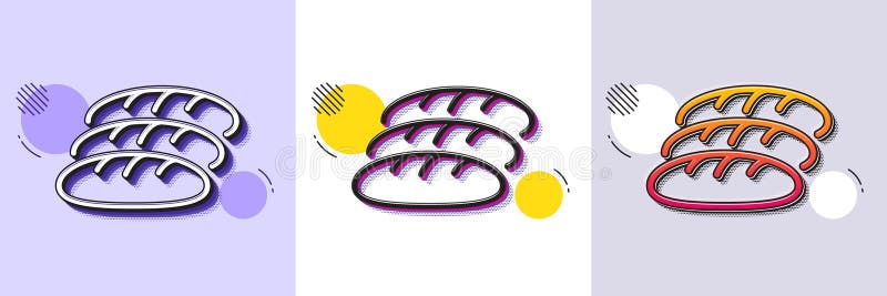 Bread Line Icon. Bakery Food Sign. Halftone Dotted Pattern. Vector ...