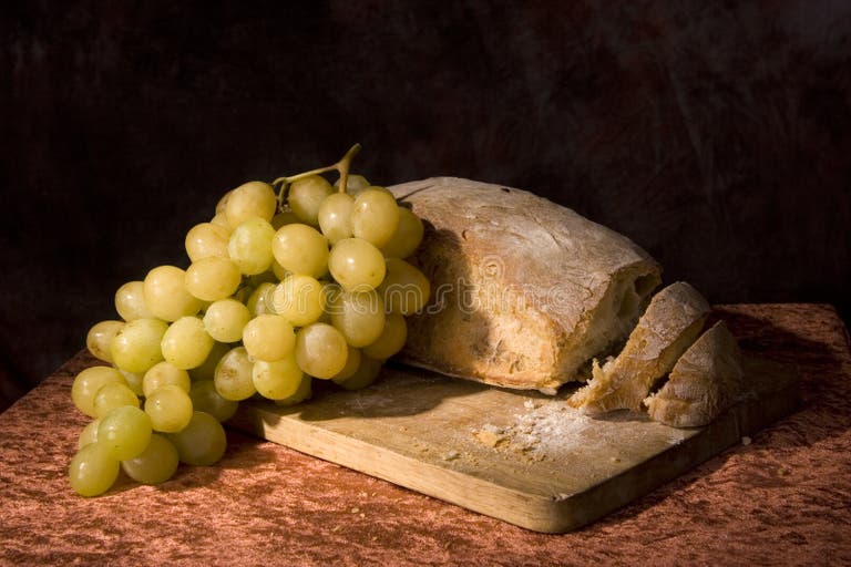 Bread loaf and grapes stock photo. Image of crusty, bunch - 11508174