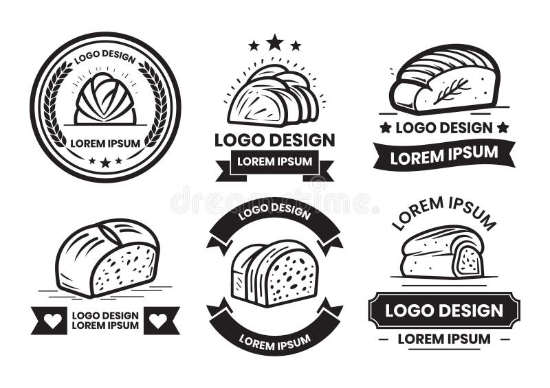 Bread Loaf Logo in Flat Line Art Style Stock Vector - Illustration of ...