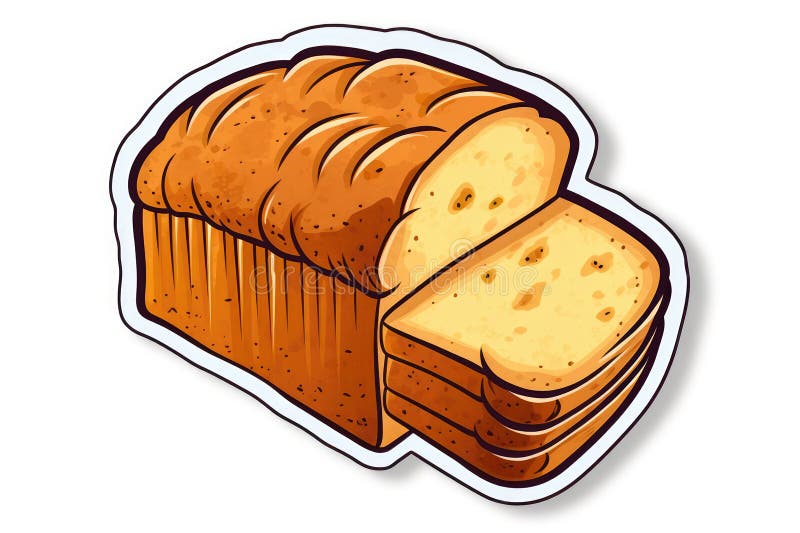 Bread Loaf Sticker on White Background. Generative AI Stock ...