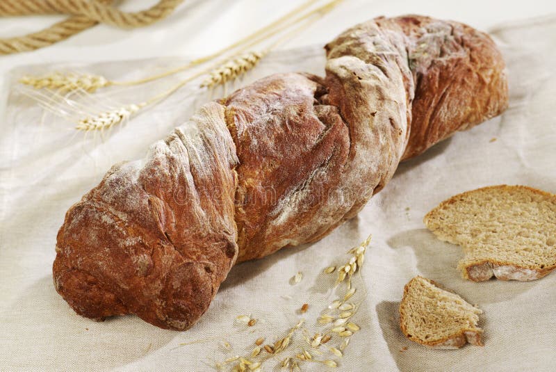 Rustic Bread Loaf on the Table Stock Image - Image of bake, horizontal ...
