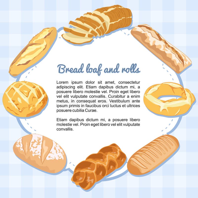 Bread and Loaves Forming a Frame Stock Vector - Illustration of hours ...