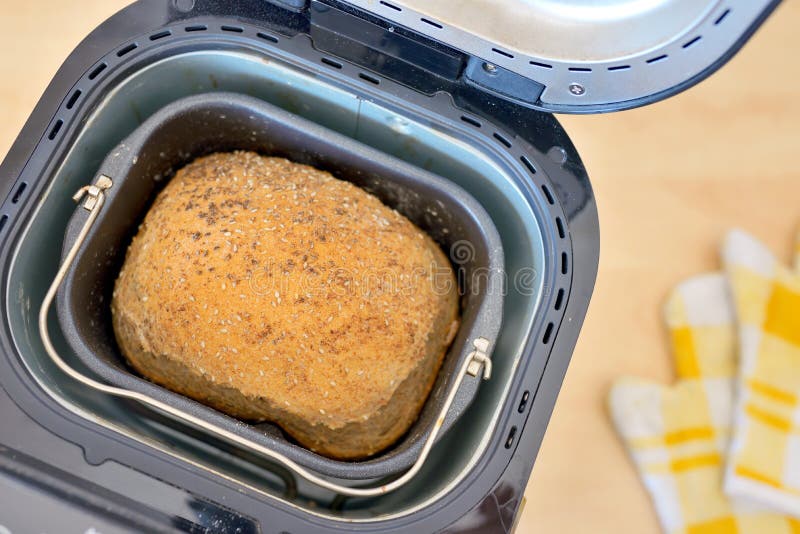 Bread Machine and Fresh Bread at Home Stock Image - Image of grain ...
