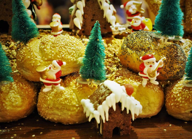 Bread Made Christmas Decolation in the Restaurant Stock Photo - Image ...