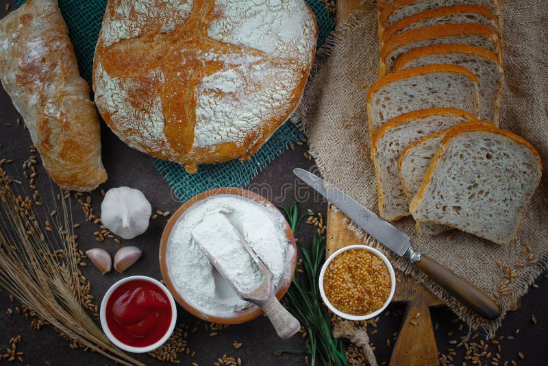 Bread made from flour stock image. Image of dinner, baked - 162472205