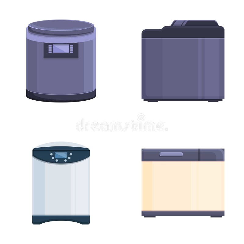Bread Maker Icons Set Cartoon Vector. Modern Kitchen Breadmaker ...