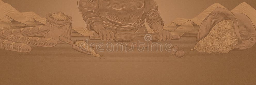 Bread making scene stock illustration. Illustration of sketch - 315295396