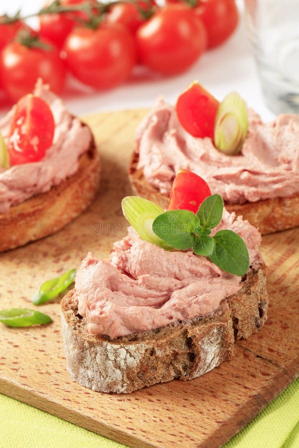 Bread with meat mousse stock image. Image of pork, breakfast - 53938849