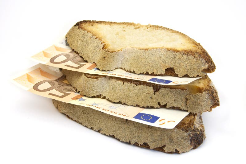 Bread and Money stock image. Image of earnings, isolated - 14470499