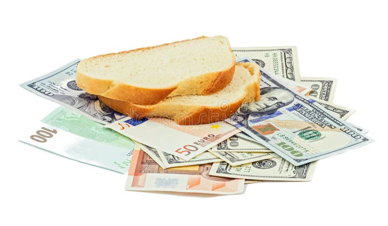 Bread and money stock photo. Image of food, currency - 73684854