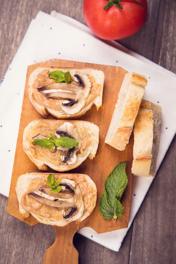 Bread with mushrooms stock photo. Image of gourmet, tomatoes - 60395452