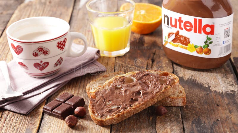 Bread with nutella editorial stock photo. Image of juice - 179886448