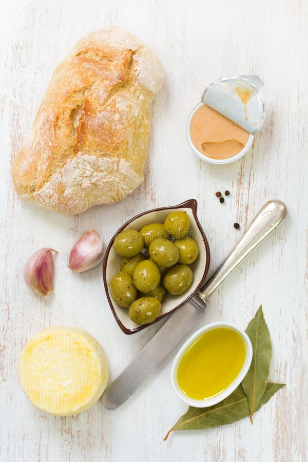 Bread with olives, pate stock image. Image of lunch, white - 51827729