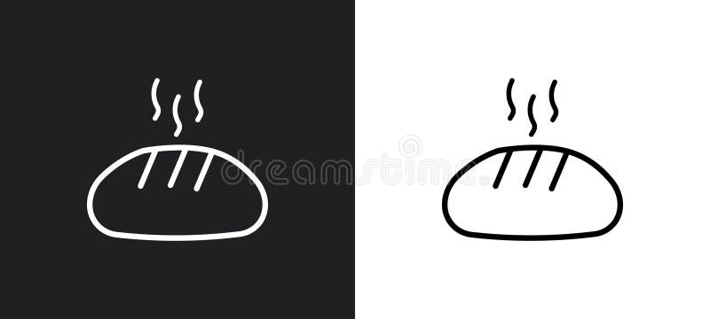 Bread Outline Icon in White and Black Colors. Bread Flat Vector Icon ...