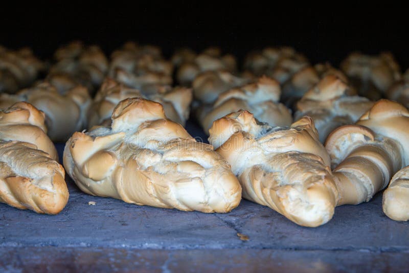 Bread in the Oven Preparation of Typical Emilian Bread Stock Photo ...