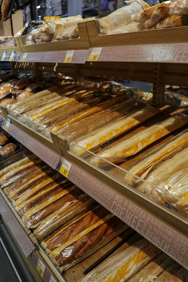 Bread in Packages on the Store Counter Stock Photo - Image of loaf ...