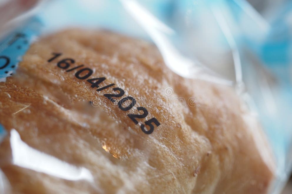 Bread Packaging Shows Expiration Date Clearly Printed Stock Photo ...