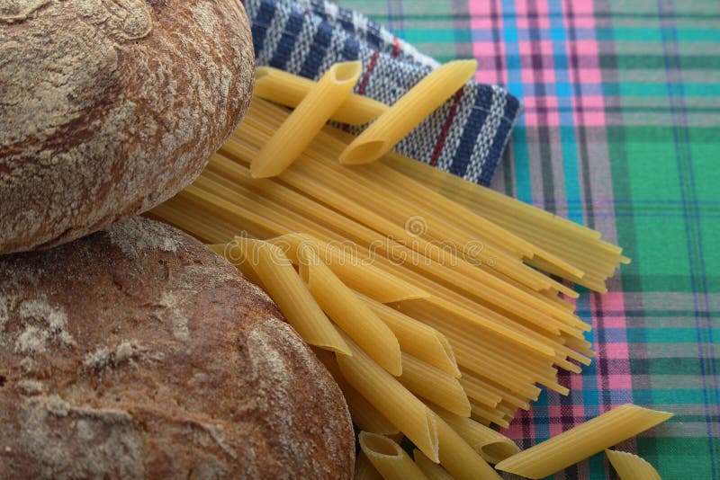 Bread and Pasta with Complex Carbohydrates Stock Image - Image of flour ...