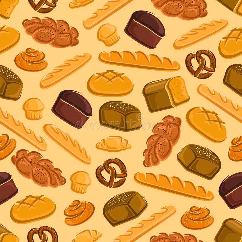 Bread and Pastries Seamless Pattern Stock Vector - Illustration of ...