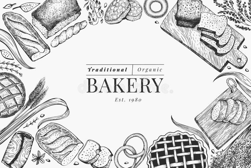 Bread and Pastry Banner. Vector Bakery Hand Drawn Illustration. Vintage ...