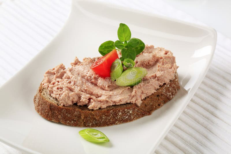 Bread with pate stock photo. Image of appetizer, plank - 93547212
