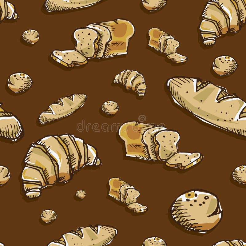 Bread pattern stock vector. Illustration of flour, bakery - 80936307
