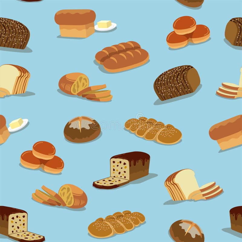 Cute Bread Pattern in Vector Art Stock Illustration - Illustration of ...